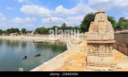 View of few of 300 Temples around Munsar Lake, Viramgam, Ahmedabad ...