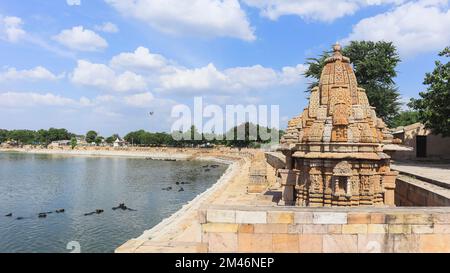 View of few of 300 Temples around Munsar Lake, Viramgam, Ahmedabad ...