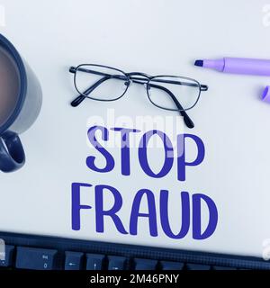 Conceptual display Stop Fraud, Concept meaning campaign advices people ...