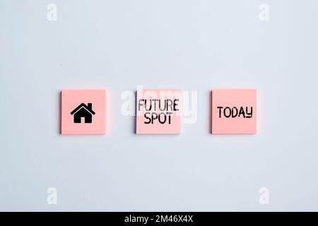 Hand writing sign Future Spot, Business showcase refers to an action ...