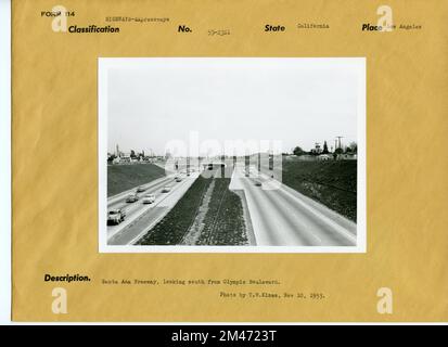 Santa Ana Freeway. Original caption: Santa Ana Freeway looking south ...