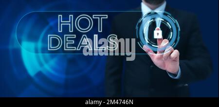 Text showing inspiration Hot Deals. Internet Concept An agreement ...