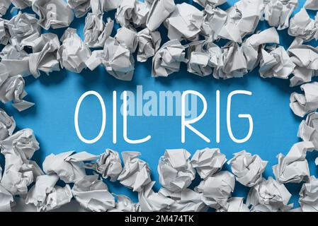 Hand writing sign Oil Rig. Business showcase large structure with ...