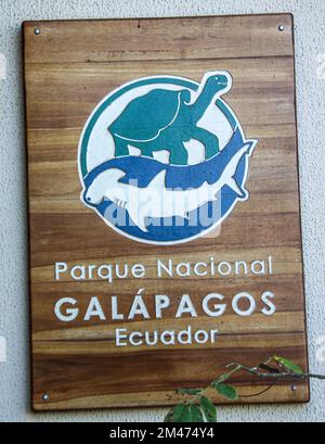 Tourist information signs in the Galapagos, Ecuador Stock Photo - Alamy