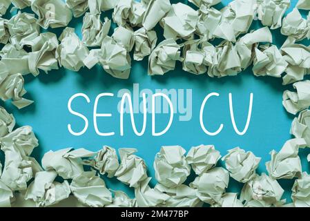 Writing displaying text Send Cv. Business idea Give resume curriculum ...