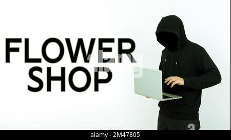 Conceptual display Flower Shop. Word Written on where cut flowers are ...