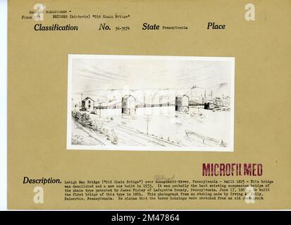 Old Chain Bridge. Original caption: View of the chain bridge invented ...