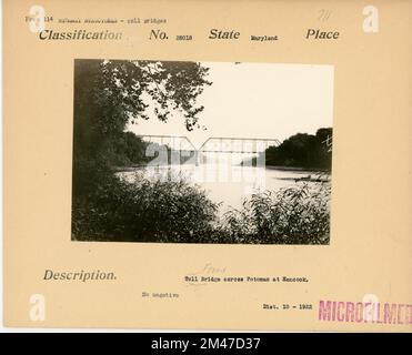 Toll bridge across the Potomac River. Original caption: Toll bridge ...