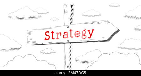 Strategy - outline signpost with one arrow Stock Photo - Alamy