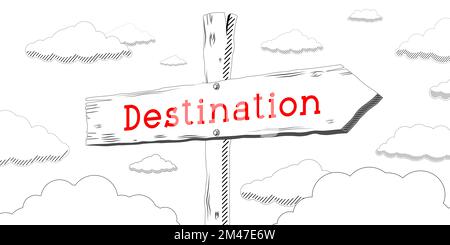 Destination - outline signpost with one arrow Stock Photo - Alamy