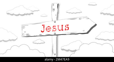 Jesus - outline signpost with one arrow Stock Photo - Alamy