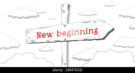 New beginning - outline signpost with one arrow Stock Photo - Alamy
