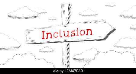 Diversity, tolerance, equality, inclusion - outline signpost with four ...