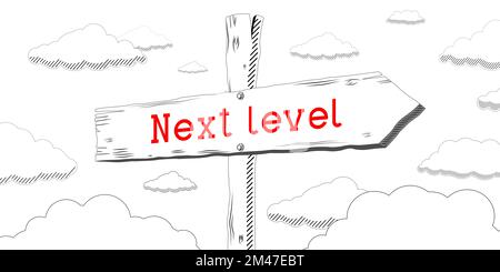 Next level - outline signpost with one arrow Stock Photo - Alamy