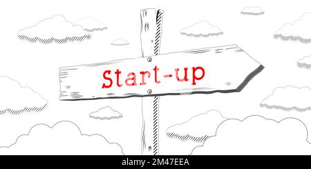 Start-up - outline signpost with one arrow Stock Photo - Alamy