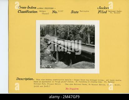 Cougar Creek log stringer bridge, Mt. Rainier National Park. Original ...