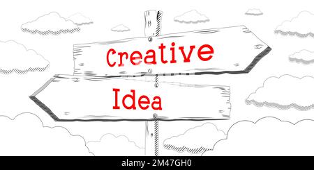 Creative idea - outline signpost with two arrows Stock Photo - Alamy