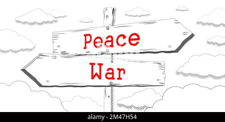 War and peace - outline signpost with two arrows Stock Photo - Alamy