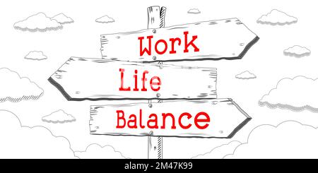 Work, life, balance - outline signpost with three arrows Stock Photo ...