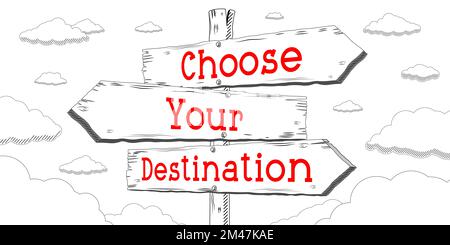 Choose your destination - outline signpost with three arrows Stock ...