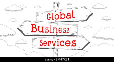 Global business services - outline signpost with three arrows Stock ...