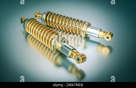gold car shock absorbers. 3d render Stock Photo - Alamy