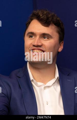 Charlie Kirk, founder of Turning Point USA, speaks during the Turning ...
