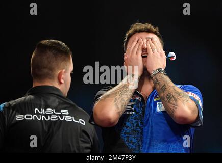 Wales' Lewy Williams reacts after beating Netherlands' Niels Zonneveld ...