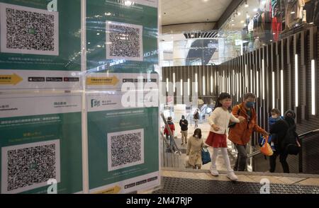 Leave Home Safe QR Code display outside the shopping mall at Tsz Wan ...