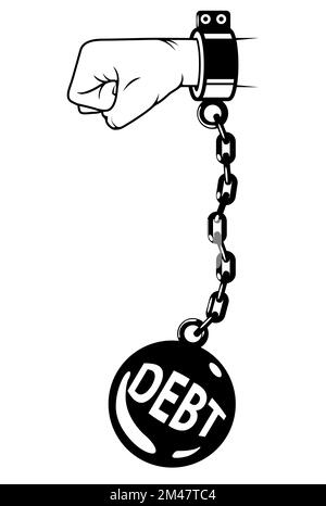 Shackles, gyve on chain with weight metal ball, prisoner fetter ...
