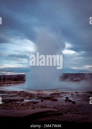 geyser eruption. exploding hot spring geothermal water in Sankampang in ...