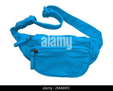 Blue waist bag for women, isolated on white. Clipping path included ...