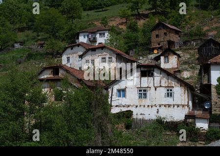 Houses on hills village Papradište, Čaška (Caska) Macedonia Stock Photo ...