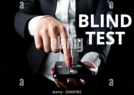 Hand writing sign Blind Test. Internet Concept Social engagement with a ...