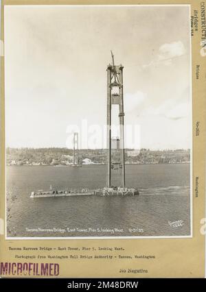 Tacoma Narrows Bridge. Original caption: Takoma Narrows Bridge- Looking ...
