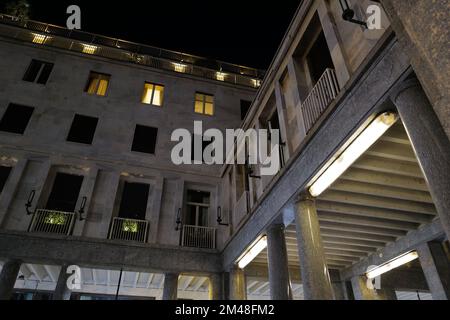 An Exterior of Piazza CLN building at night in Turin,Italy Stock Photo ...