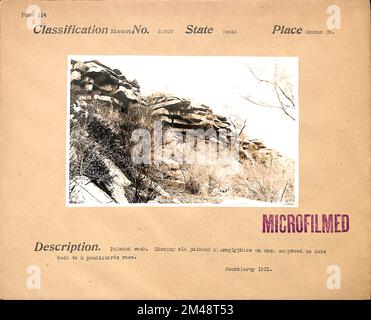 Old Painted Hieroglyphics on Rock. Original caption: Painted rock ...