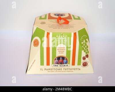 MILAN, ITALY - CIRCA DECEMBER 2022: Tre Marie Milanese panettone with ...