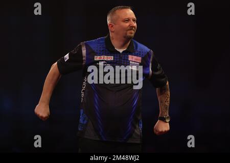 Ritchie Edhouse reacts during his match against Ian White on day eight of the Paddy Power World ...