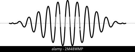 Sinusoid fading signal. Black curve sound wave. Voice or music audio ...
