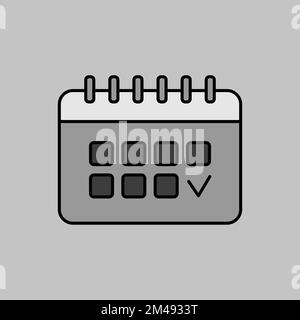 Calendar outline grayscale icon. Workspace sign Stock Vector Image ...