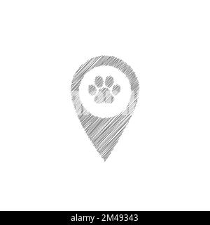 Paw vector icon. Pets here pinpoint icon. Pet shop map point sign Stock ...