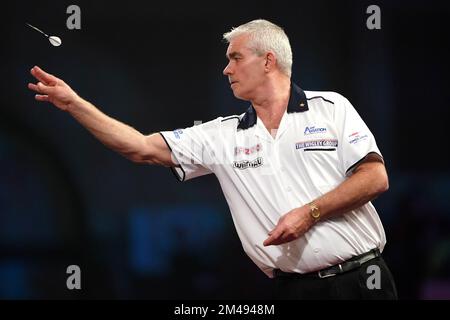 England's Steve Beaton in action against Netherland's Danny van Trijp ...