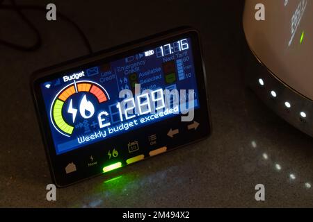 Smart meter screen showing electricity use, comparing use by previous ...