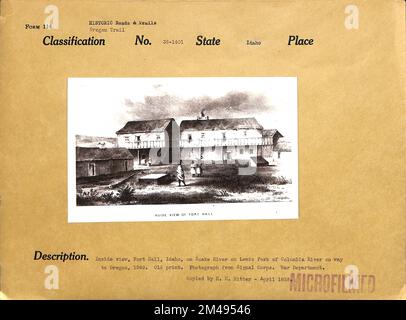 Old Fort Hall. Original caption: "Old Fort Hall" on the Oregon Trail at ...
