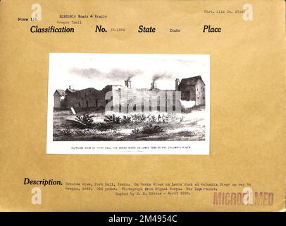 Old Fort Hall. Original caption: "Old Fort Hall" on the Oregon Trail at ...