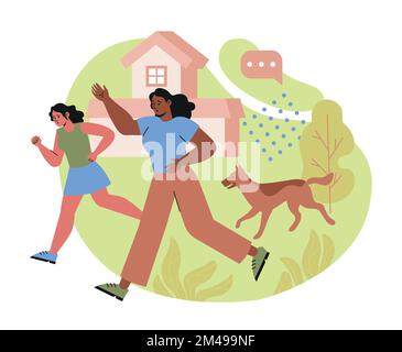 Frightened people run. Scared person runaway from danger terrorism ...