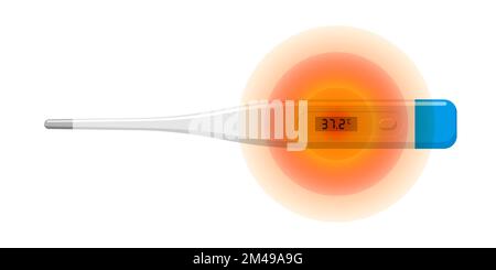 Electronic thermometer show elevated temperature unhealthy illness ...