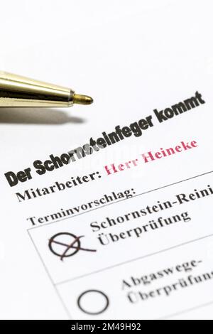 Announcement by form of a chimney sweep for chimney cleaning and ...