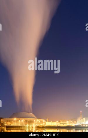 Neckarwestheim nuclear power plant, Neckarwestheim, night shot, Baden ...